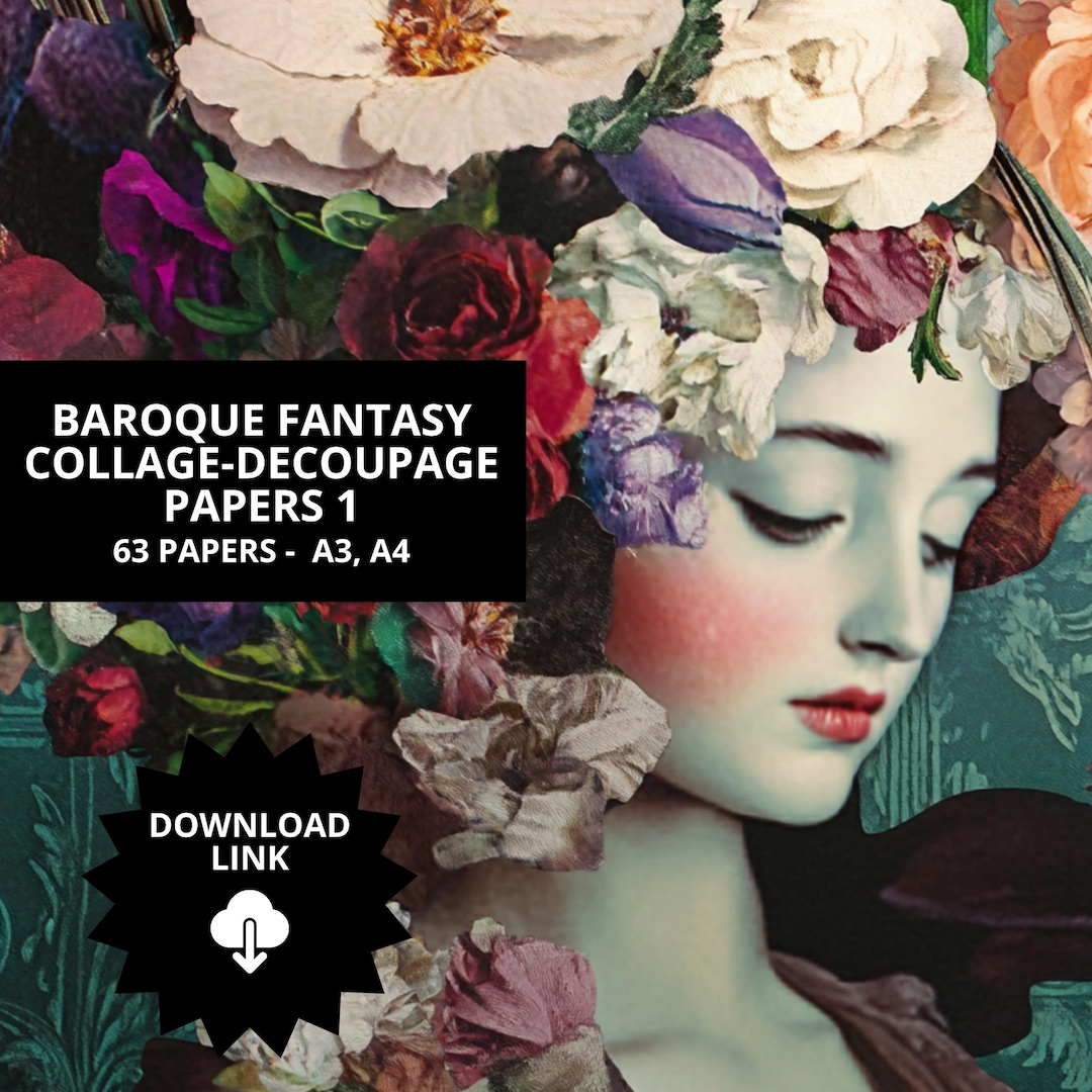 Baroque Fantasy Collage-decoupage Papers 1 - Etsy