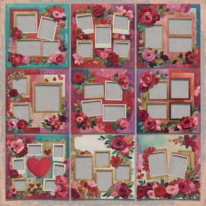 Painted Roses & Paper Hearts Scrapbook Kit, 50 Scrapbook Papers, 20 ...