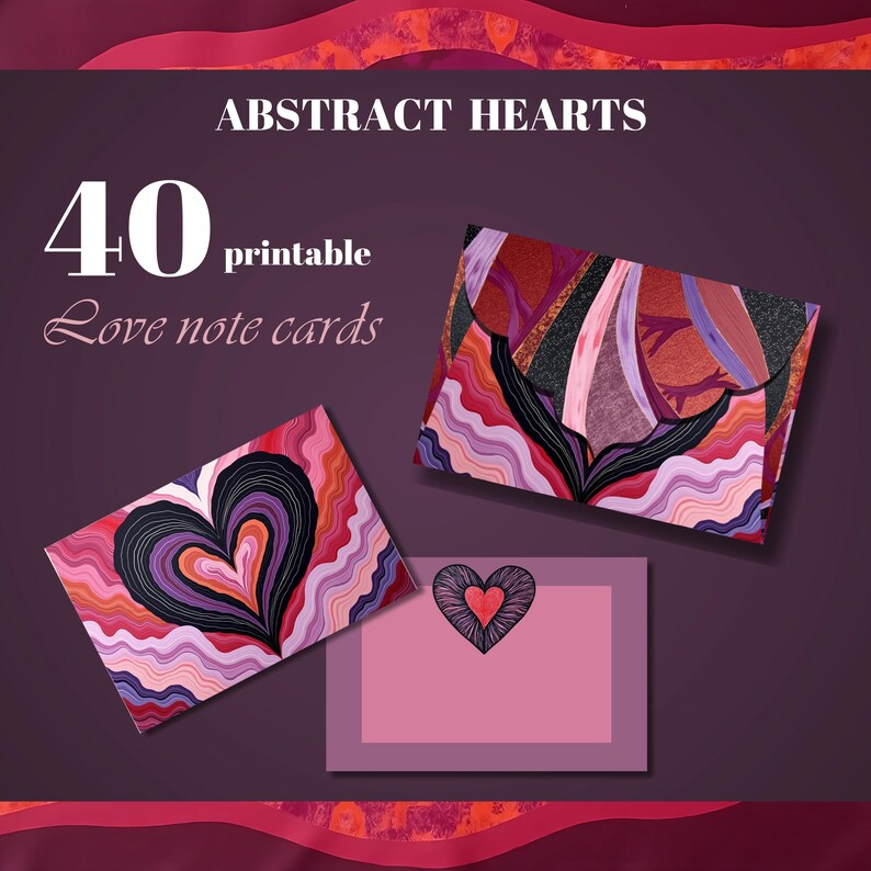 Abstract Hearts Love Notes Cards - Etsy