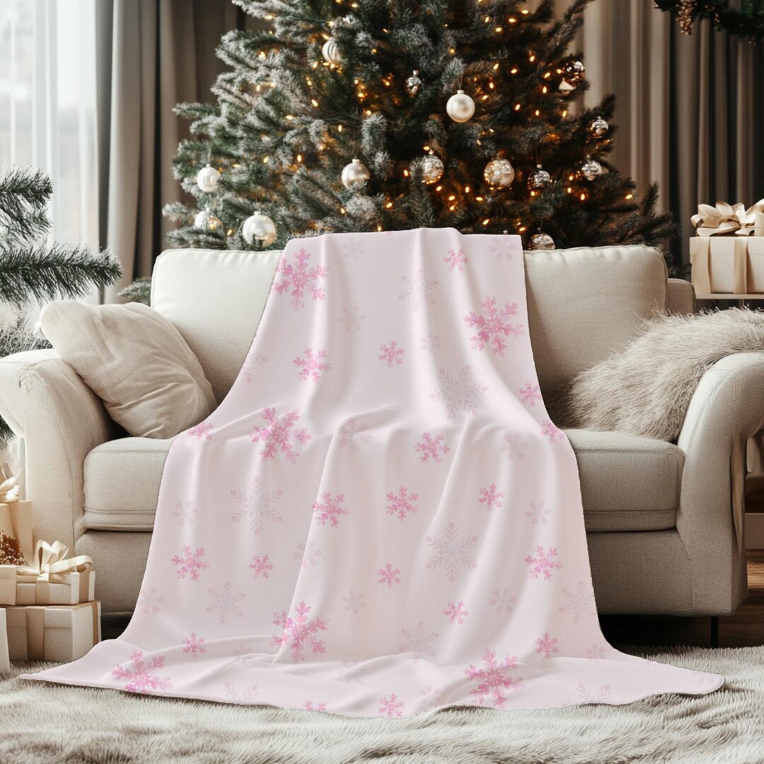 Cozy Snowflake Coquette Woven Blanket, Pink Girls Christmas Blankete ...