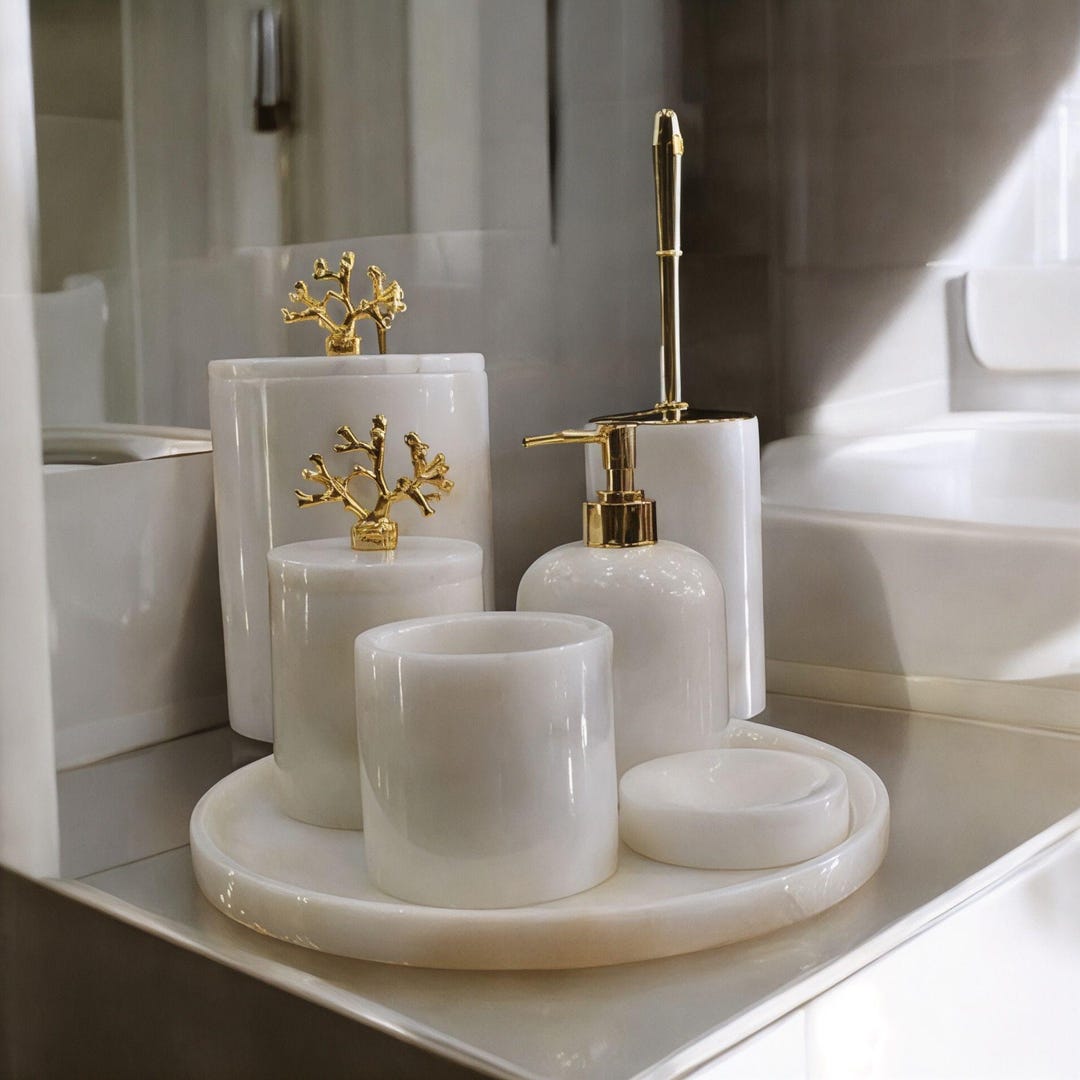 Luxurious 7-piece Marble Set for Modern Bathrooms - Etsy
