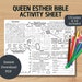 Queen Esther Activity Sheet Christian Page Biblical Educational ...