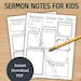 Sermon Notes for Kids Printable Church Note Taking Sunday School ...