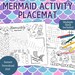 Mermaids Printable Activity Placemat for Kids and Preteens Mermaid ...