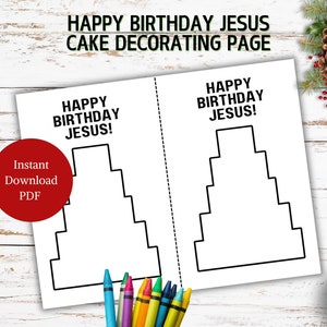 Happy Birthday Jesus Cake Decorating Coloring Page for Kids Christian ...
