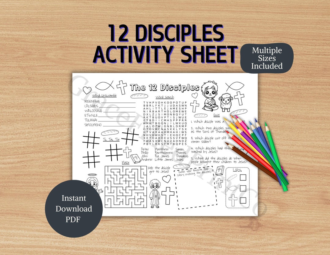 Twelve Disciples Activity Sheet for Kids Bible Education 12 Disciples ...