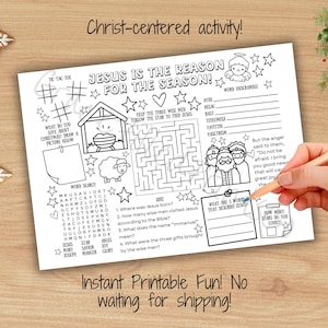 Christian Christmas Activity Placemat for Kids Biblical Activity Sheet ...