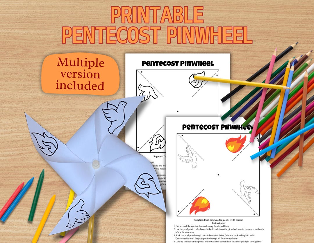 Printable Pentecost Pinwheel Kids Church Activity Pentecost Sunday School Crafts Holy Spirit ...