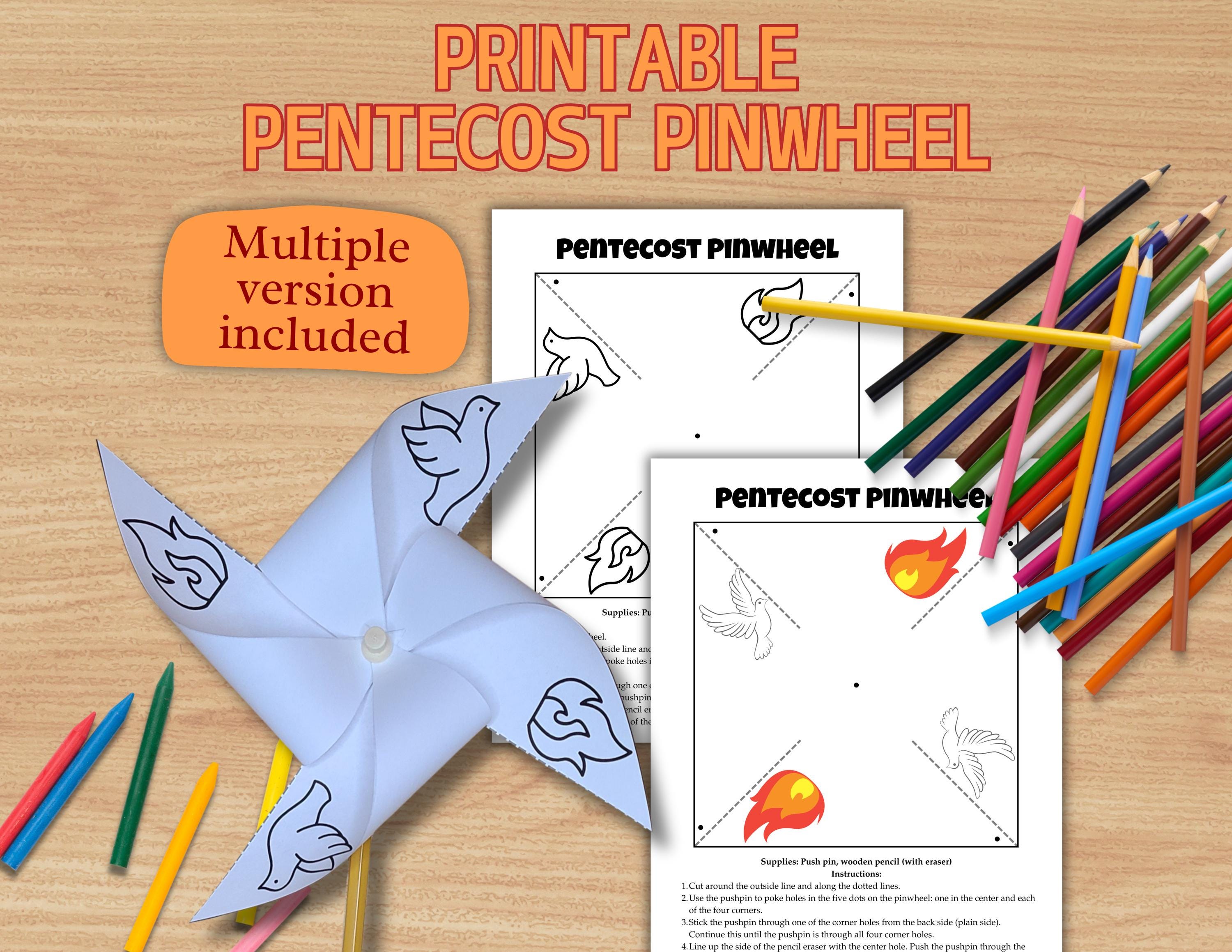 Printable Pentecost Pinwheel Kids Church Activity Pentecost Sunday ...