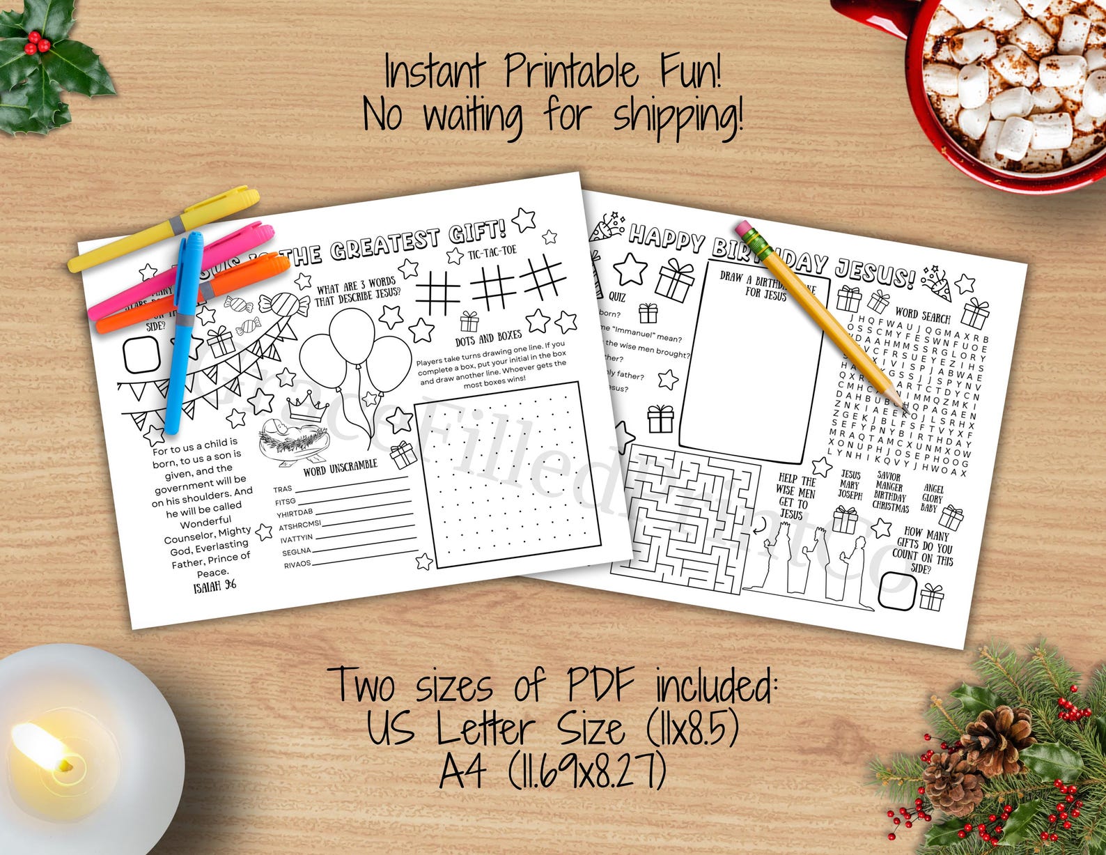 Christian Christmas Activity Sheet Happy Birthday Jesus Activity Pages ...