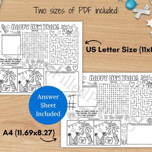 Word of the Year New Year Printable Activity Placemat Happy New Year ...