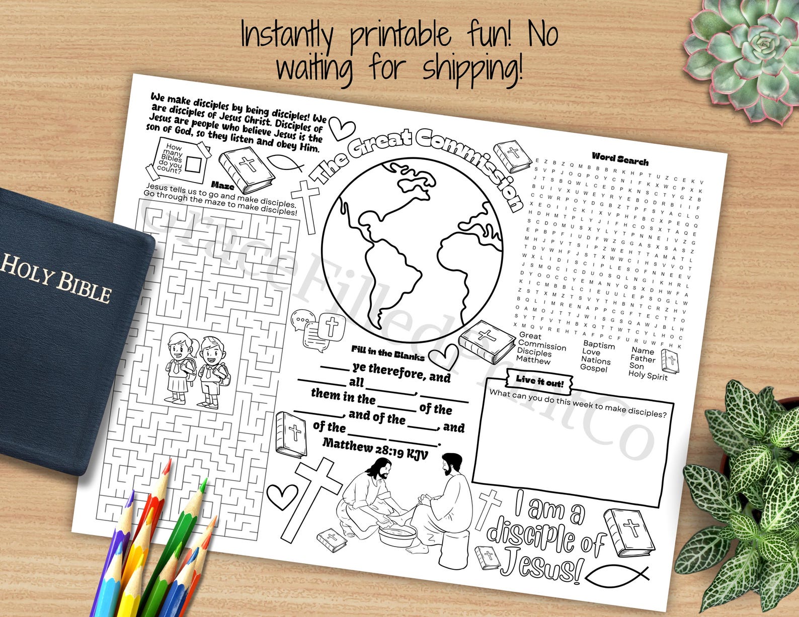 The Great Commission Activity Placemat Biblical Education Activities ...