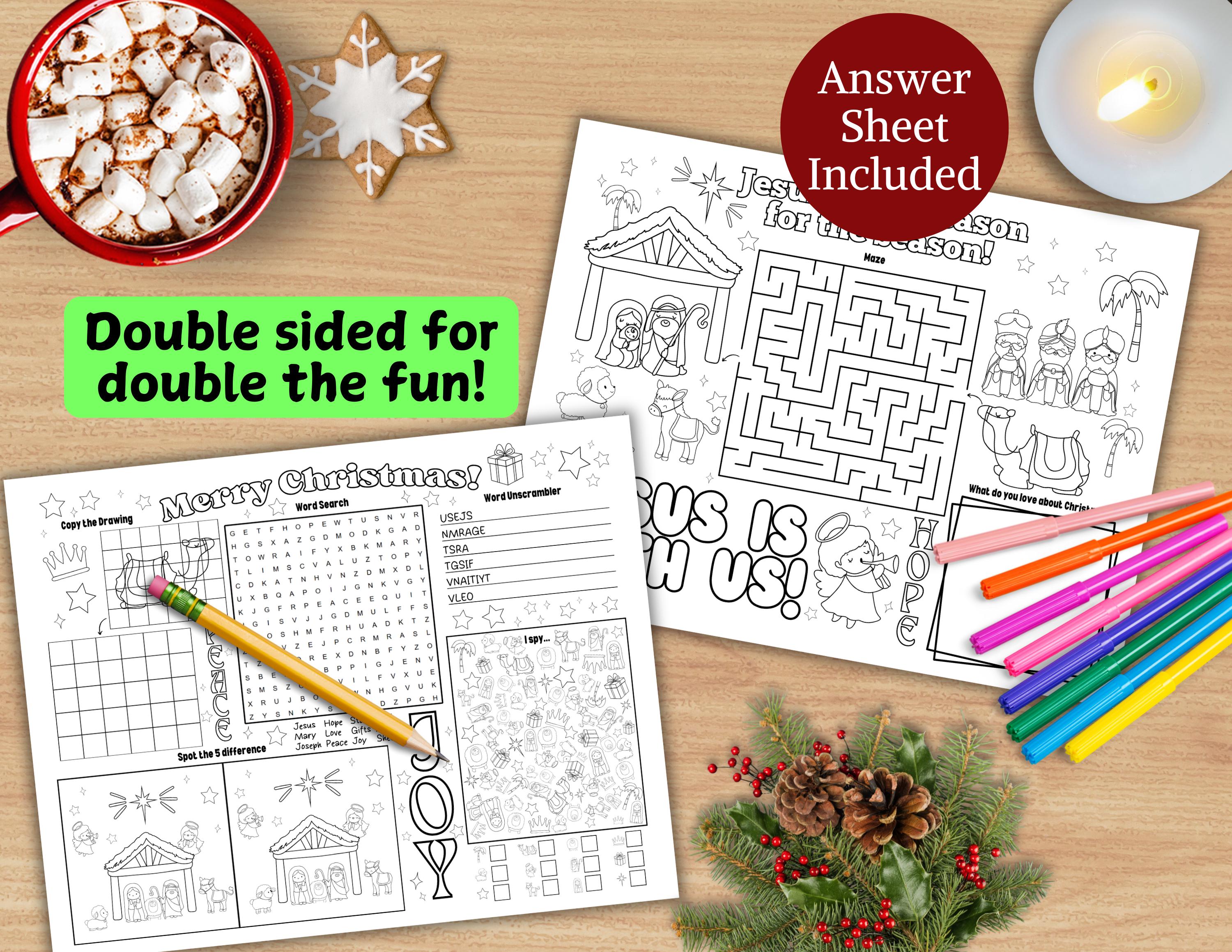 Christian Christmas Activity Placemat Nativity Printable for Kids ...