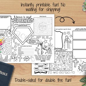 Jesus is My Superhero Activity Placemat for Kids and Teens Christian ...