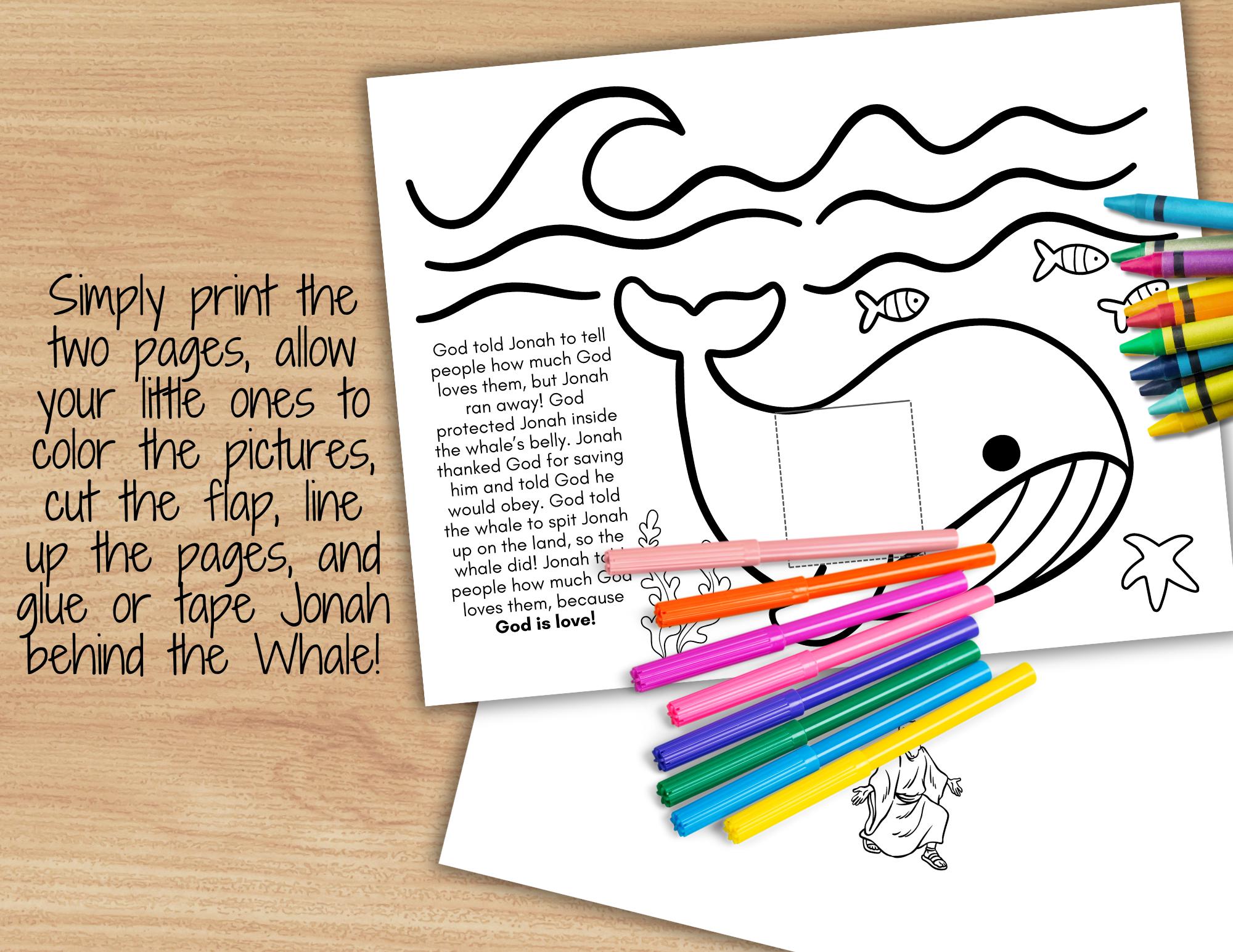 Jonah and the Whale Lift Flap Craft: Sunday School Printable (PDF) - Etsy