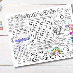 Noah's Ark Activity Placemat Christian Activity for Children Biblical ...