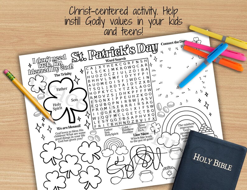 Christian Saint Patrick's Day Activity Placemat for Children Sunday ...