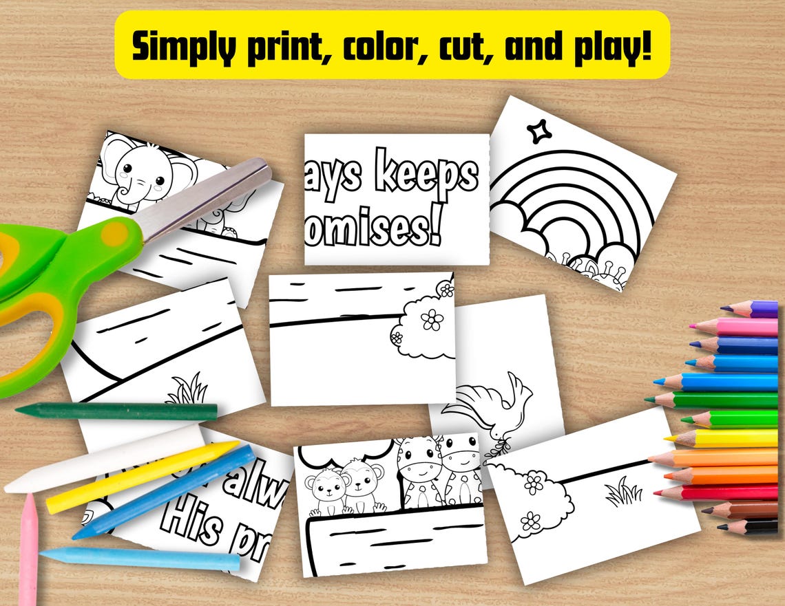 God's Promises Noah's Ark Printable Puzzle: Kids Christian Coloring ...