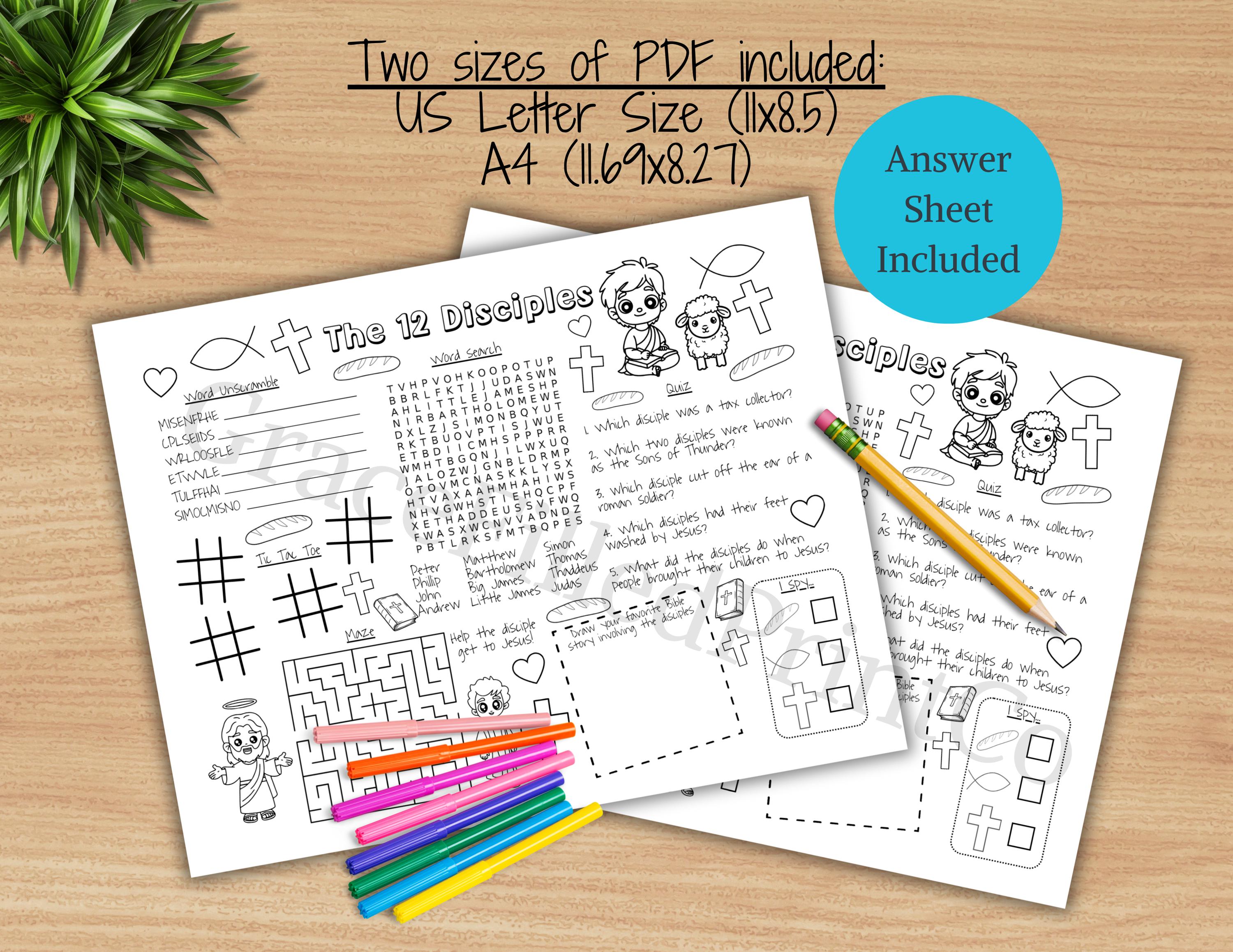 Twelve Disciples Activity Sheet for Kids Bible Education 12 Disciples ...