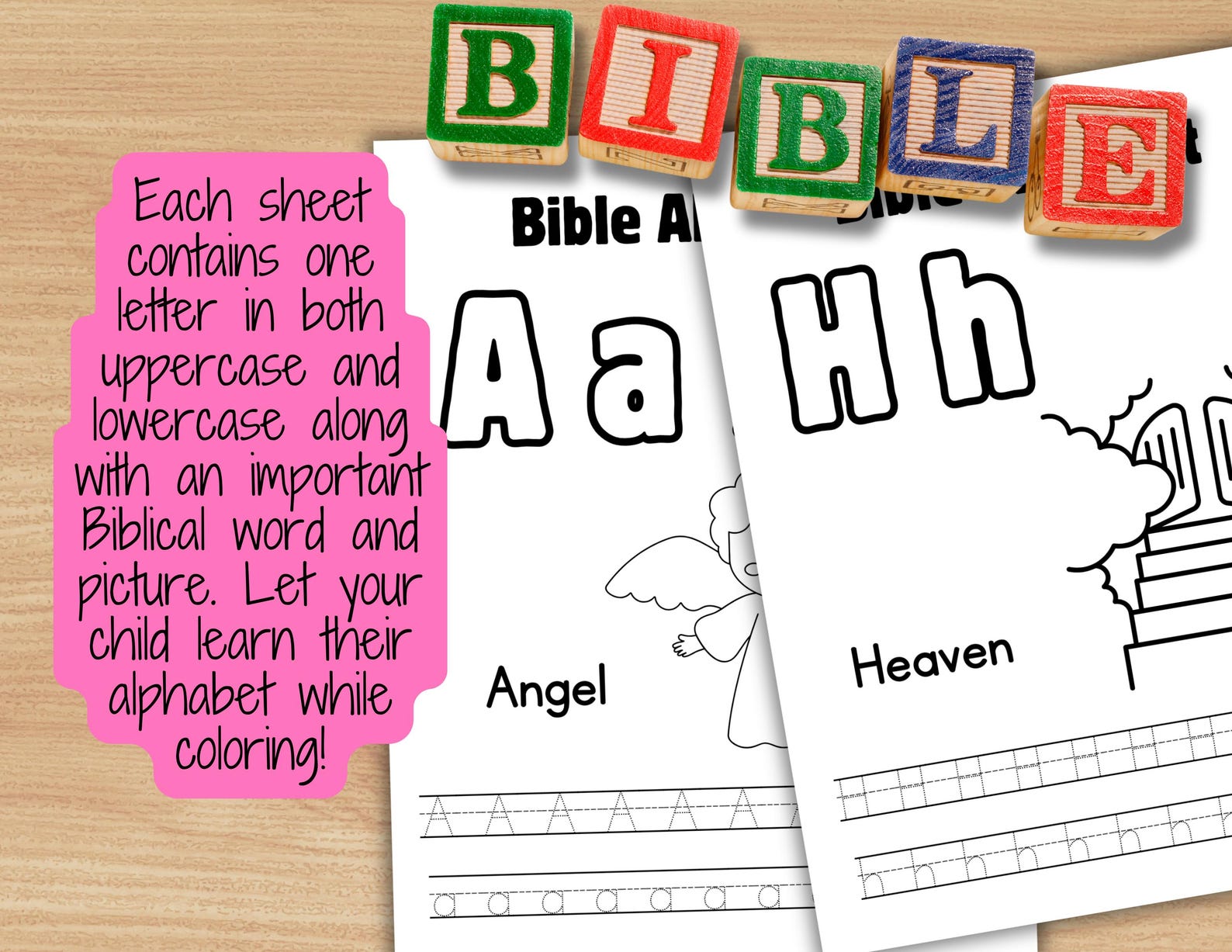 Christian Alphabet Coloring Sheet, Preschool Letter Tracing, Biblical ...