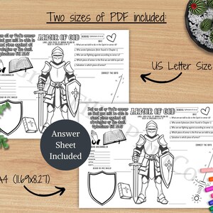 Armor of God Activity Placemat, Elementary Christian Printable, Bible ...
