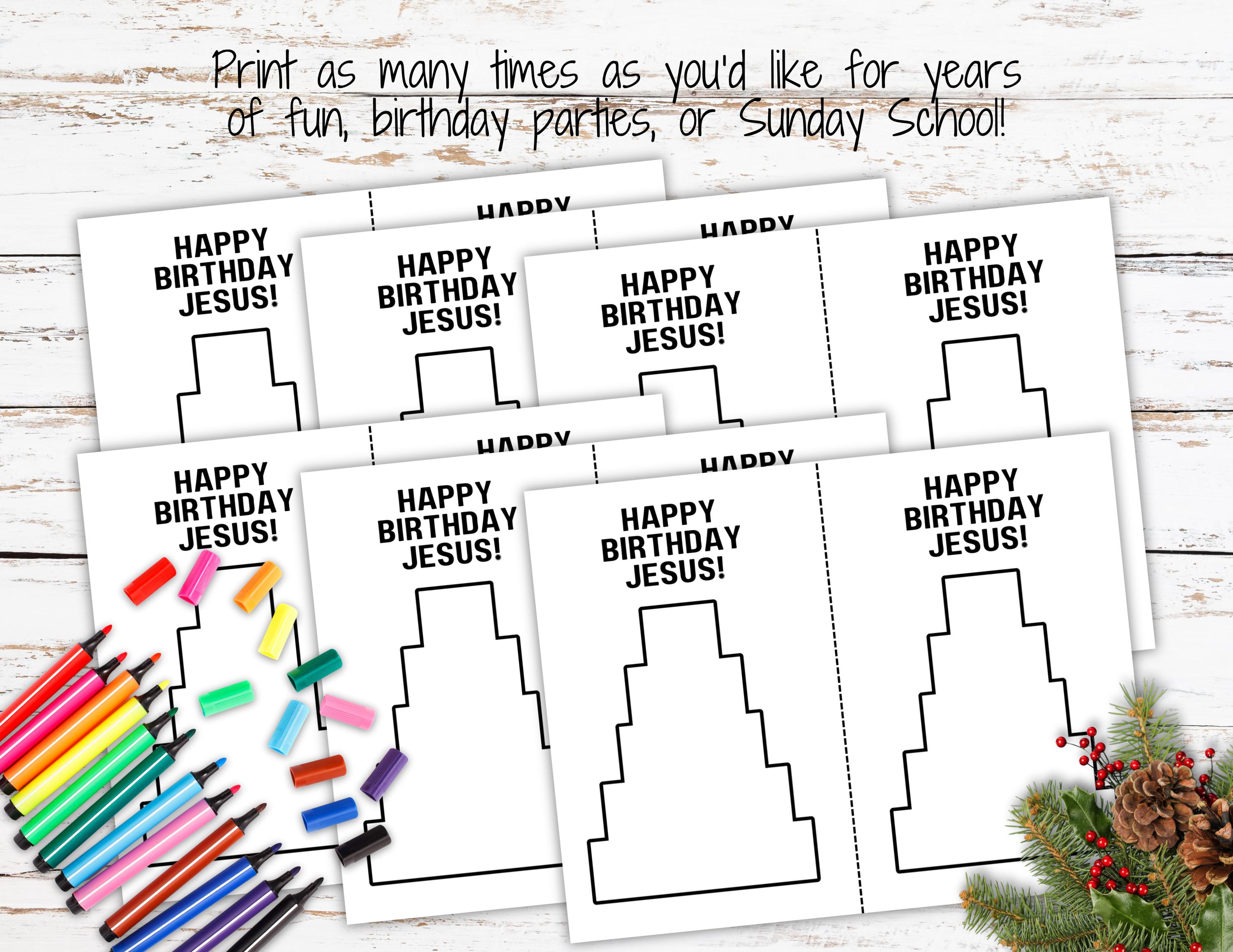 Happy Birthday Jesus Cake Decorating Coloring Page for Kids Christian ...