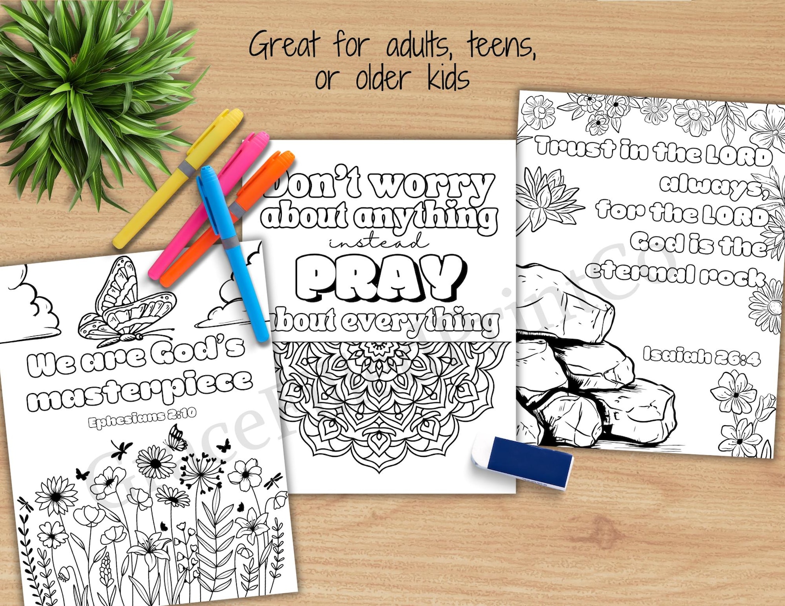 Bible Verse Coloring Sheet Set Christian Coloring Pages for Teens ...