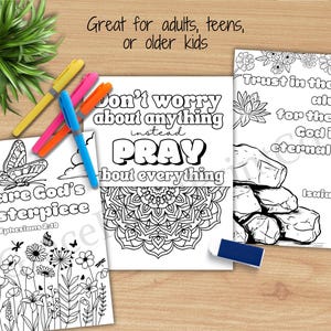 Bible Verse Coloring Sheet Set Christian Coloring Pages for Teens ...