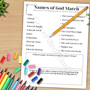 Names of God Activity Sheet Set for Children and Teens Fun Sunday ...