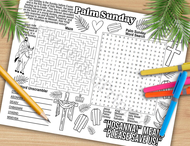 Palm Sunday Activity Placemat Printable | Holy Week Kids Craft ...