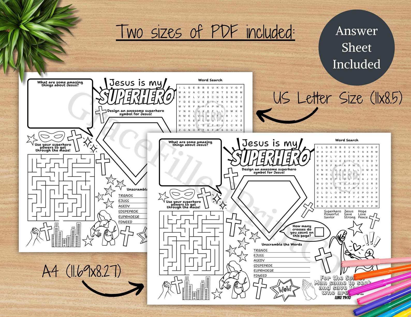 Jesus is My Superhero Activity Placemat for Kids and Teens Christian ...