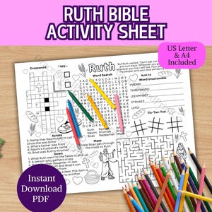 Ruth Bible Story Activity Placemat: Sunday School Printable (PDF ...