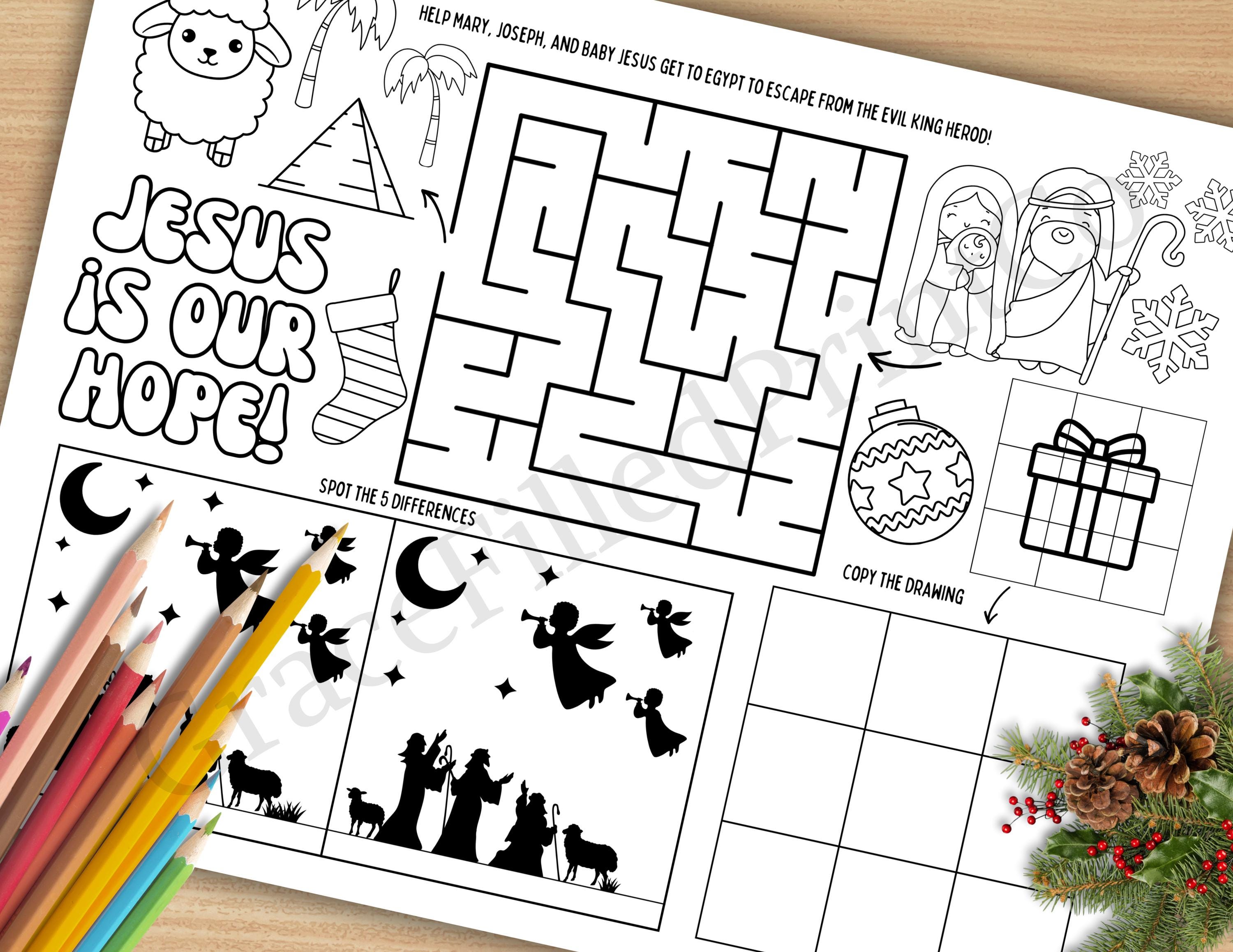 Christian Christmas Activity Placemat for Kids Biblical Holiday ...