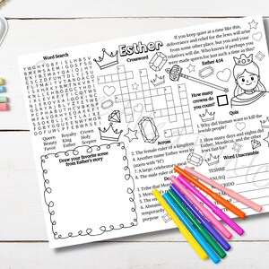 Queen Esther Activity Sheet Christian Page Biblical Educational ...