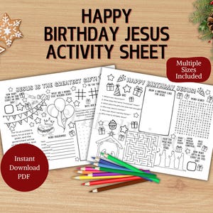 Christian Christmas Activity Sheet Happy Birthday Jesus Activity Pages ...