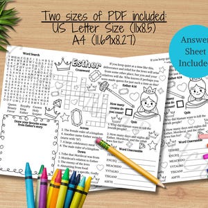Queen Esther Bible Activity Sheet: Sunday School Placemat, Kids Church ...
