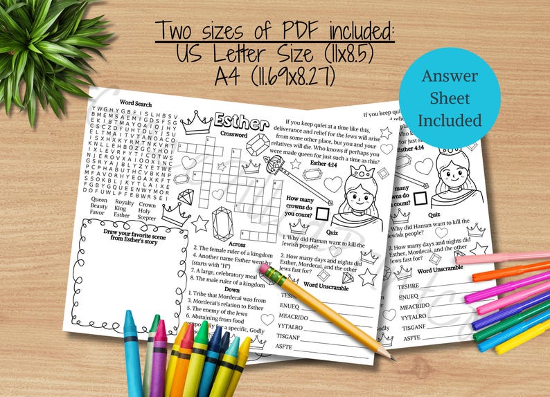 Queen Esther Activity Sheet Christian Page Biblical Educational ...