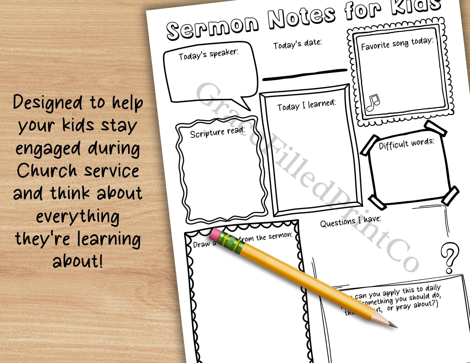 Sermon Notes for Kids Printable Church Note Taking Sunday School ...