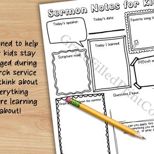 Sermon Notes for Kids Printable: Sunday School Bible Lesson (PDF) - Etsy