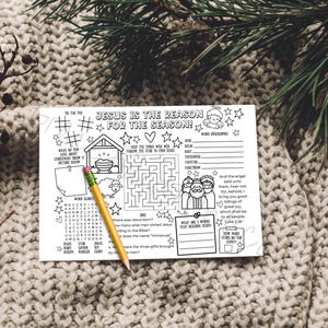 Christian Christmas Activity Placemat for Kids Biblical Activity Sheet ...