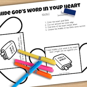 Hide God's Word in Your Heart Folding Heart Craft Psalm 119:11 Bible ...
