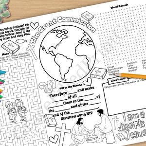 The Great Commission Activity Placemat Biblical Education Activities ...