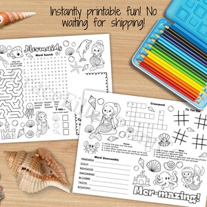 Mermaids Printable Activity Placemat for Kids and Preteens Mermaid ...