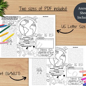 The Great Commission Activity Placemat Biblical Education Activities ...