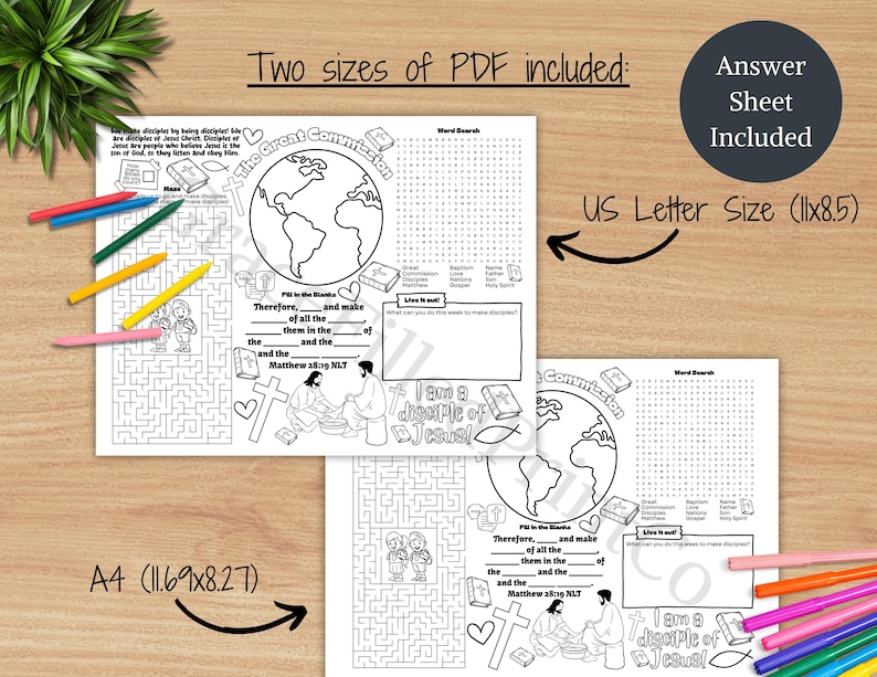 The Great Commission Activity Placemat Biblical Education Activities ...