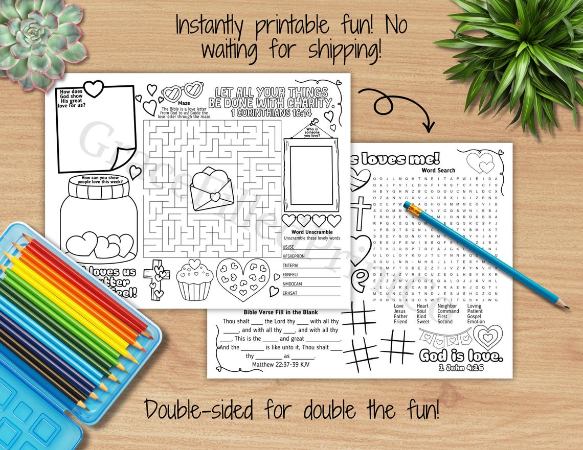 Jesus Loves Me Activity Placemat Christian Activity Sheet Biblical ...