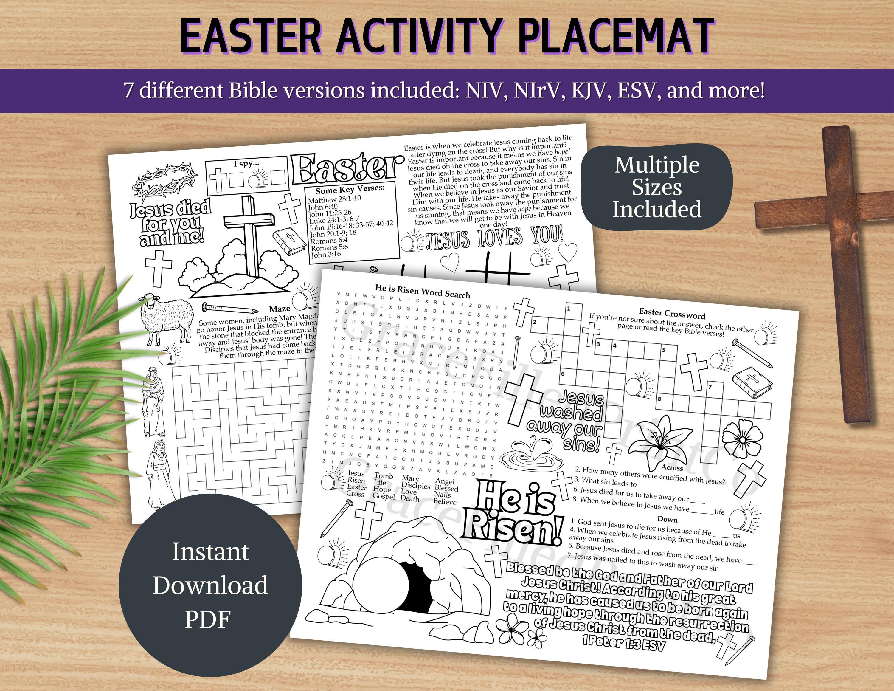 Christian Easter Activity Placemat for Elementary Students Bible Lesson ...