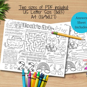 Noah's Ark Activity Placemat Christian Activity for Children Biblical ...