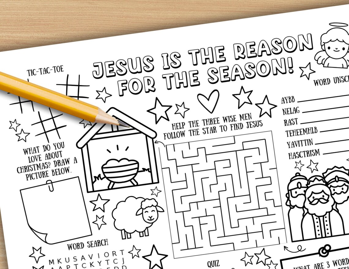 Christian Christmas Activity Placemat for Kids: Printable Biblical ...