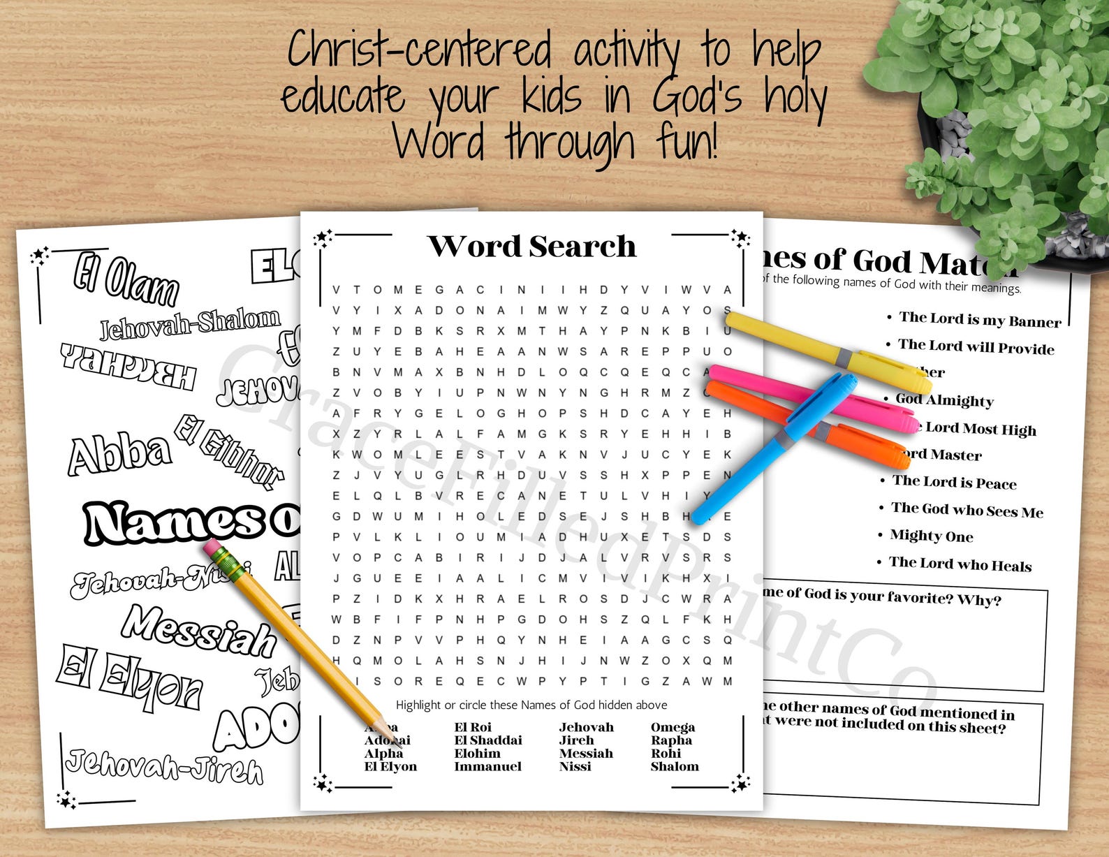 Names of God Activity Sheet Set for Children and Teens Fun Sunday ...